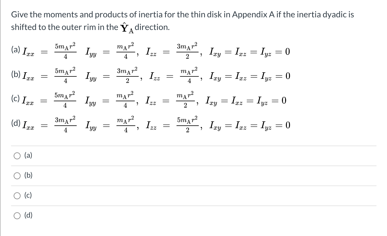 Solved Give the moments of inertia for the solid cylinder in | Chegg.com