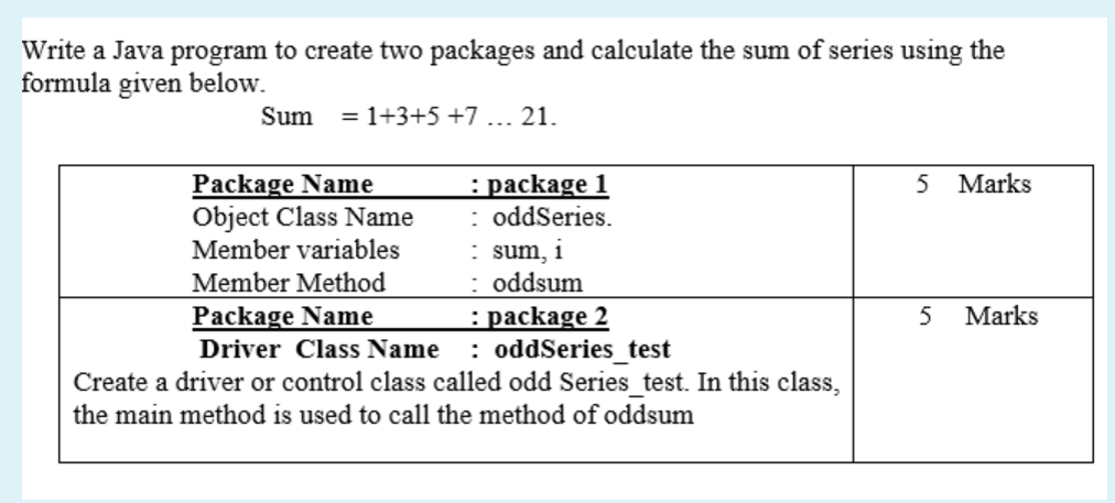 Solved Write a Java program to create two packages and | Chegg.com