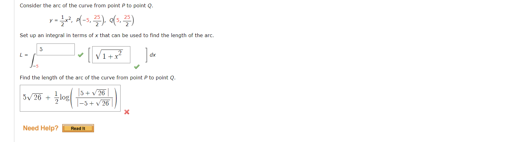 Solved Consider the arc of the curve from point P to point | Chegg.com