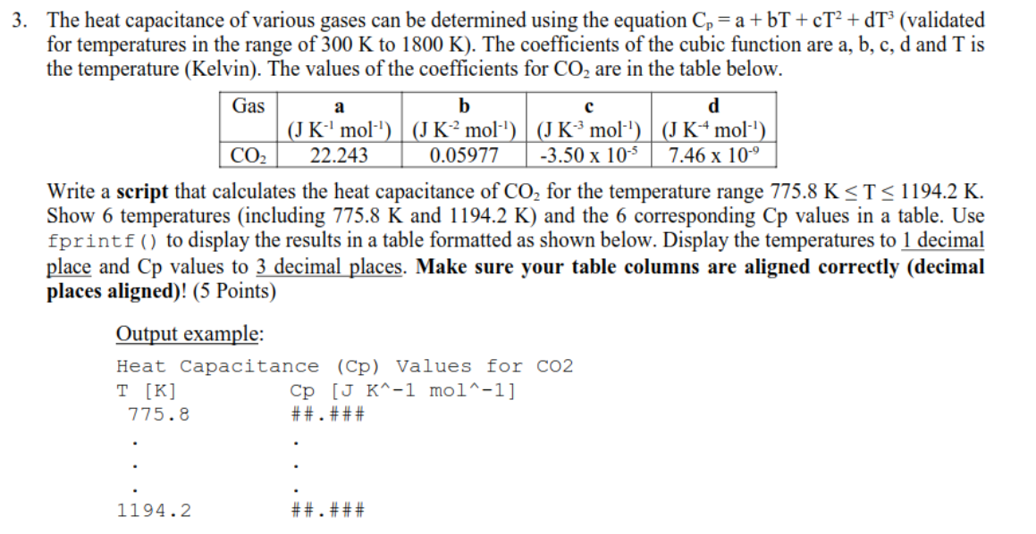 Solved а b с 3. The heat capacitance of various gases can be | Chegg.com