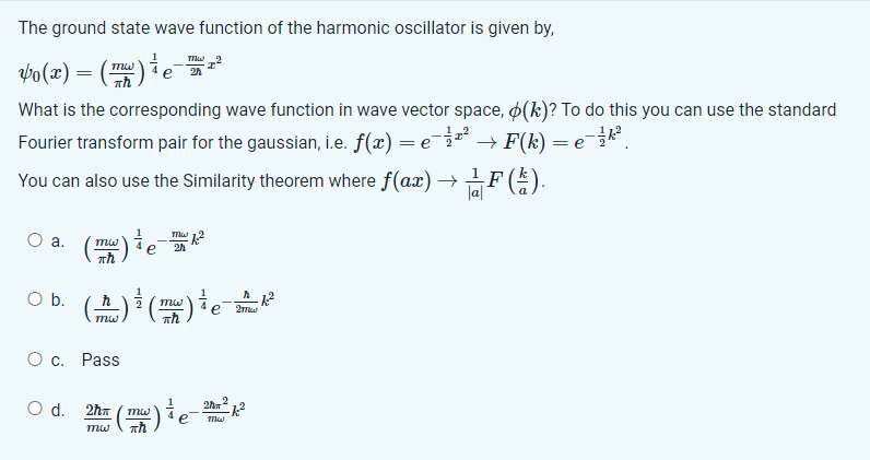 Solved The ground state wave function of the harmonic | Chegg.com