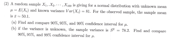 Solved (2) A random sample X1, X2...., X100 is giving for a | Chegg.com