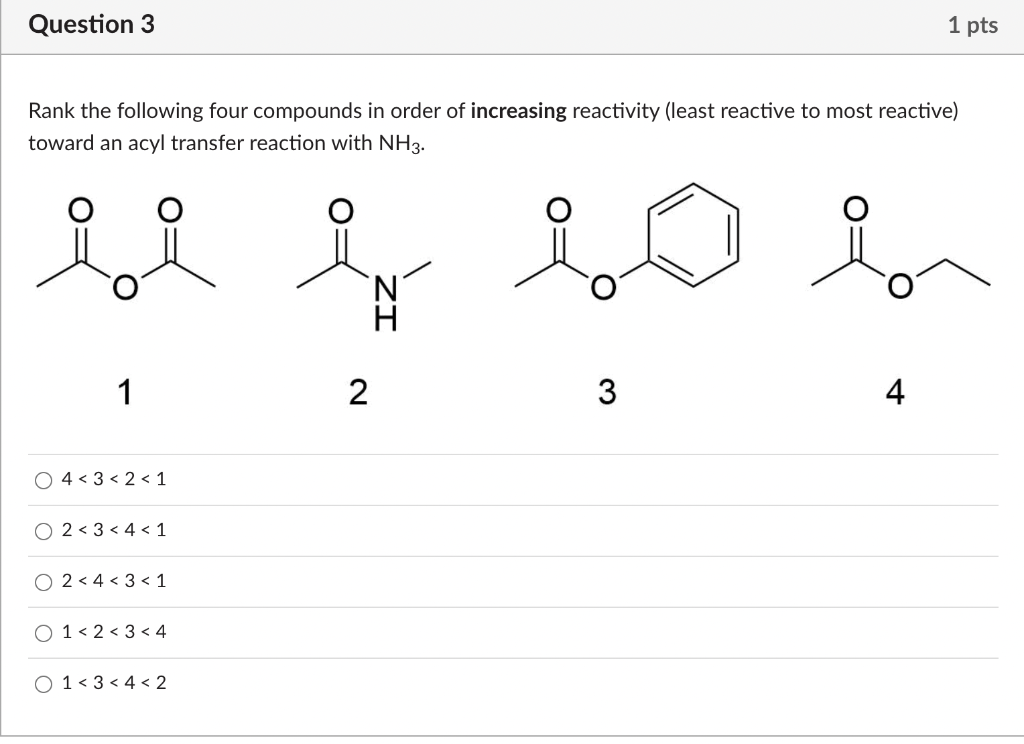 Solved Rank the following four compounds in order of | Chegg.com