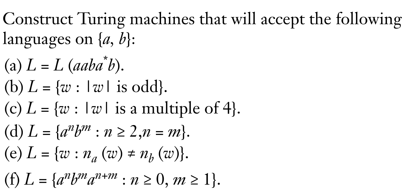Solved Construct Turing Machines That Will Accept The 