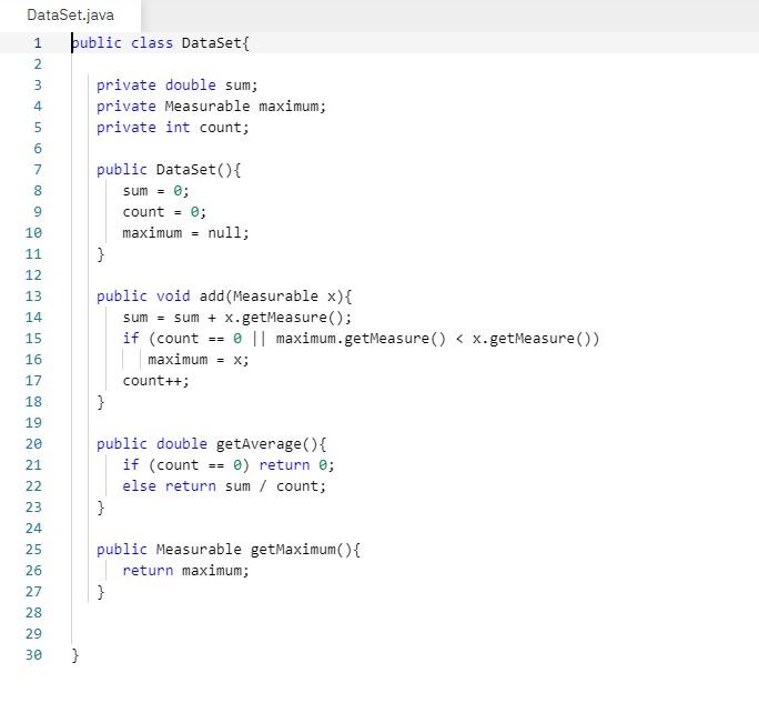 Solved Implement a class Quiz that implements the Measurable | Chegg.com
