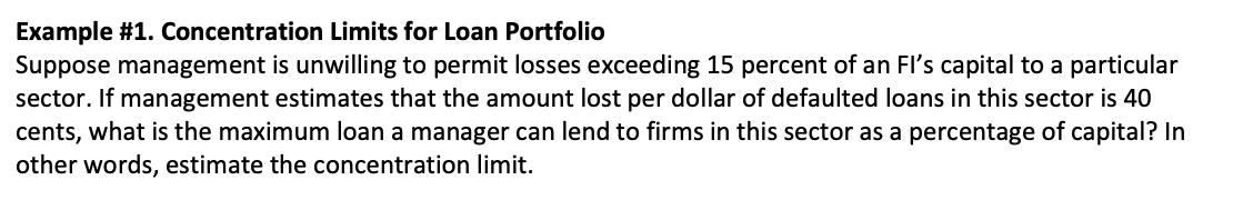 Solved Example \#1. Concentration Limits for Loan Portfolio | Chegg.com