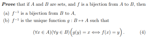 Solved Prove that if A and B are sets, and f is a bijection | Chegg.com