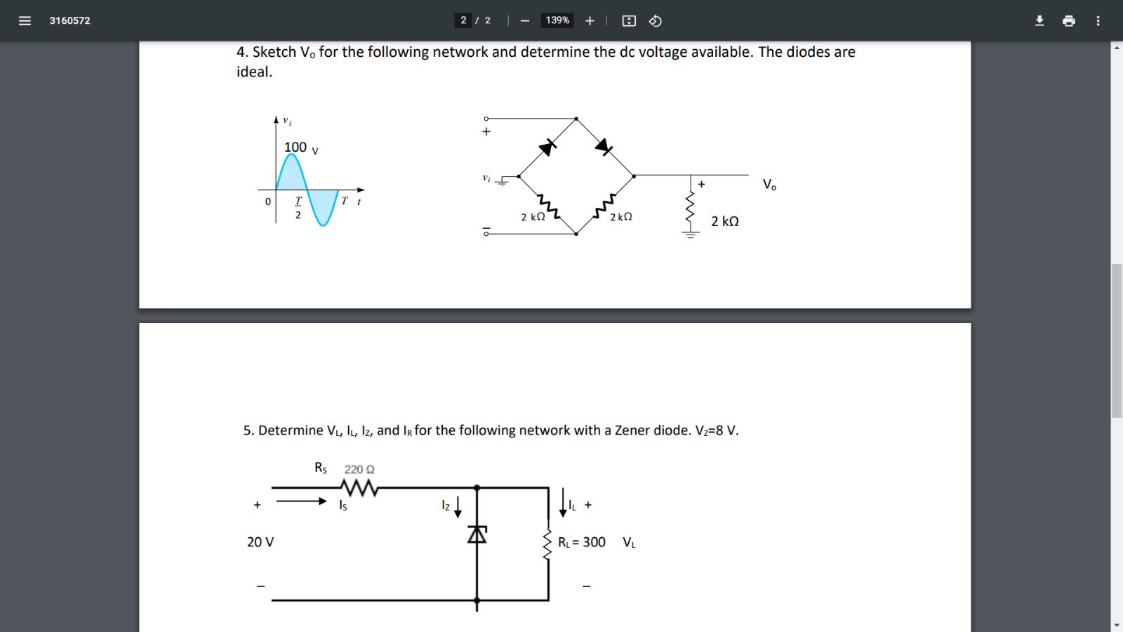 Solved 4. Sketch V0 for the following network and determine | Chegg.com