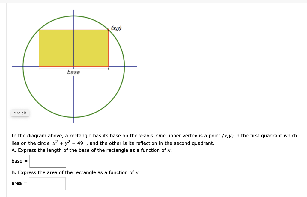 Solved base circles In the diagram above, a rectangle has | Chegg.com