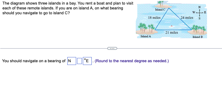Solved The diagram shows three islands in a bay. You rent a | Chegg.com