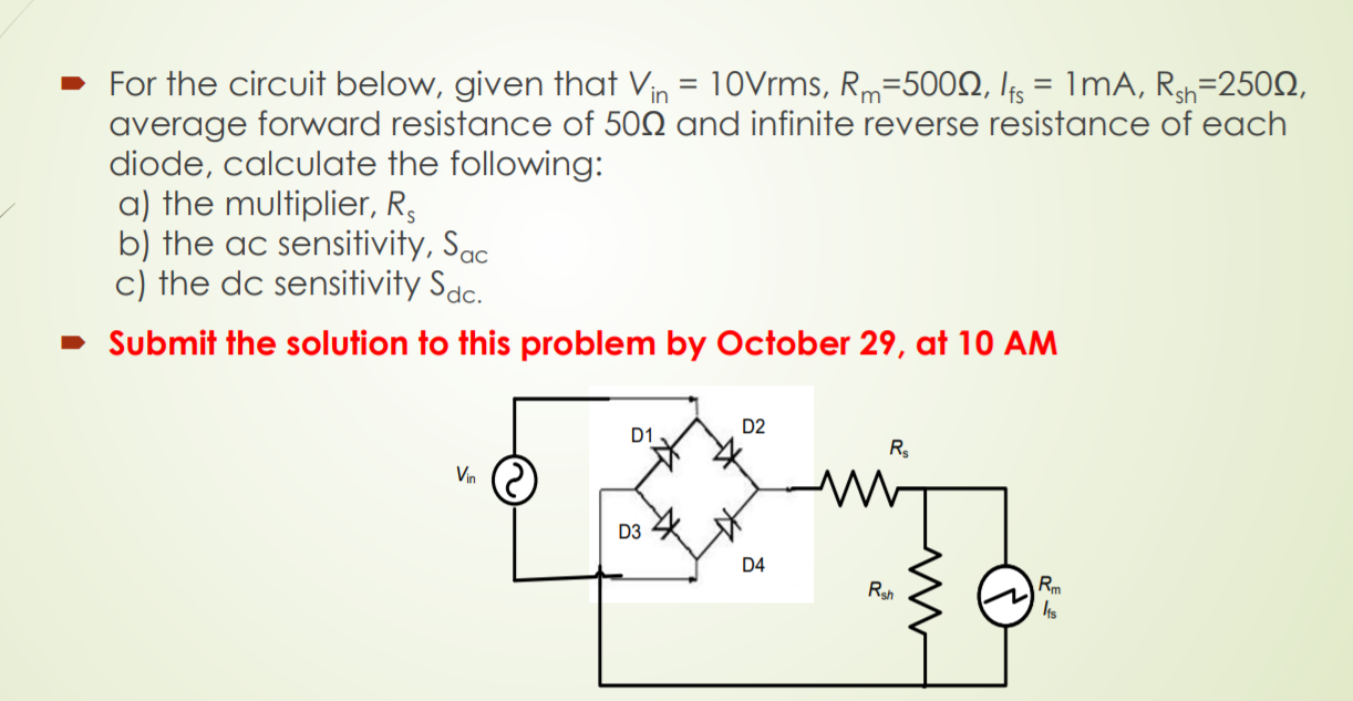 Solved For the circuit below, given that Vin = 10 Vrms, | Chegg.com