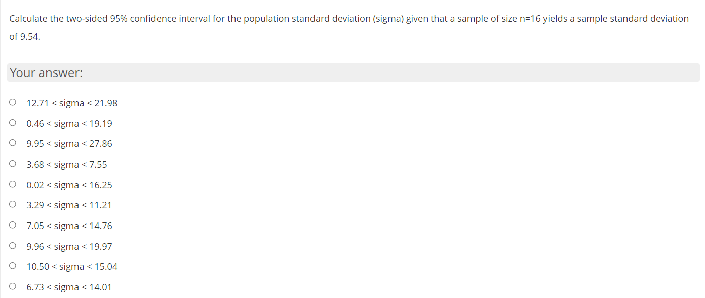 Solved Calculate the two-sided 95% confidence interval for | Chegg.com