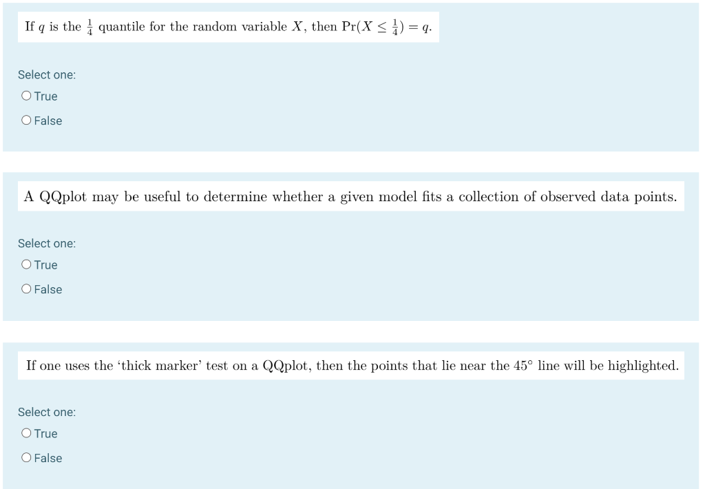 Solved If q is the į quantile for the random variable X, | Chegg.com