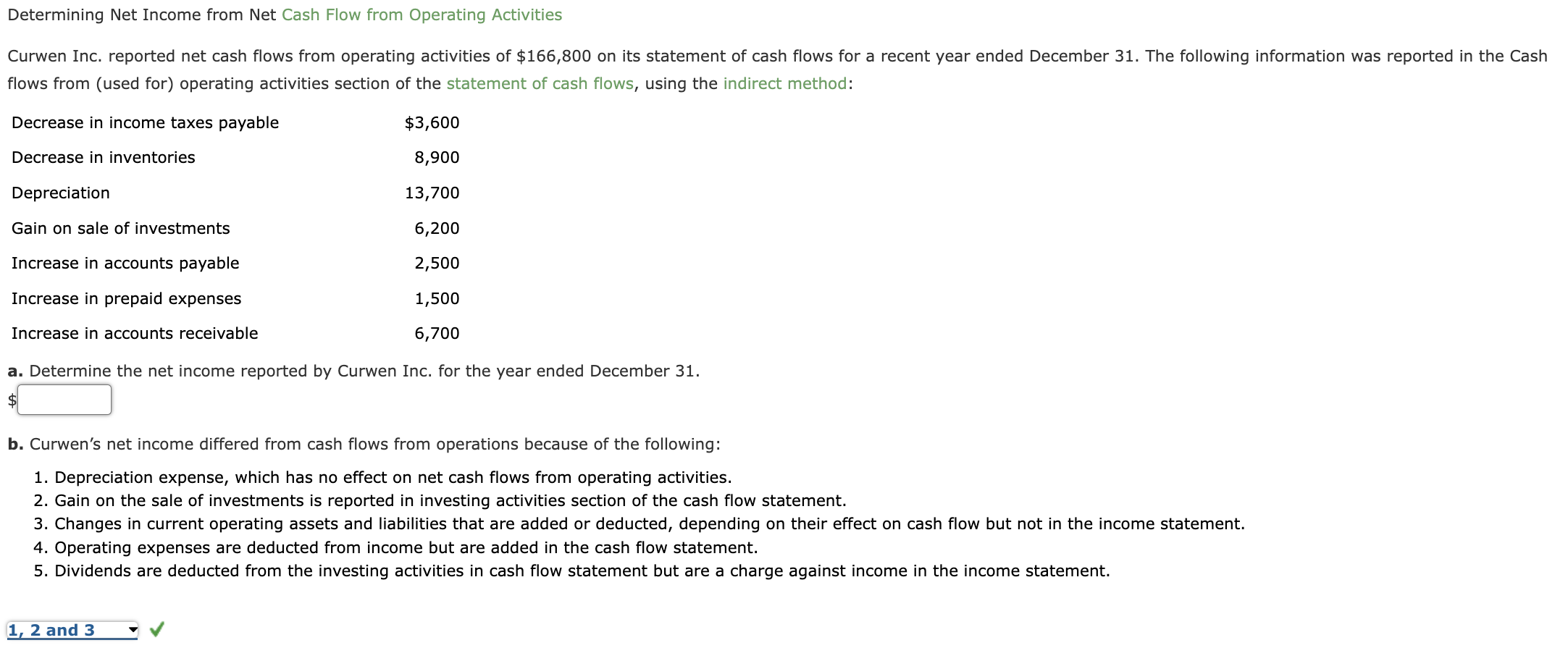 Solved Determining Net Income from Net Cash Flow from | Chegg.com
