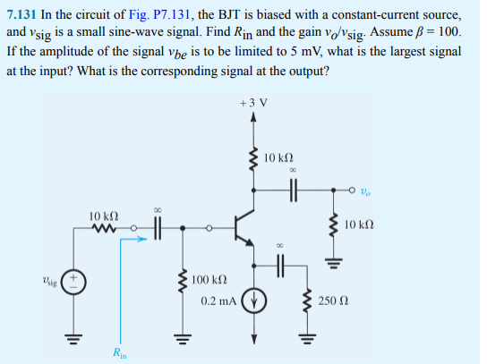 Solved 7.131 In the circuit of Fig. P7.131, the BJT is | Chegg.com