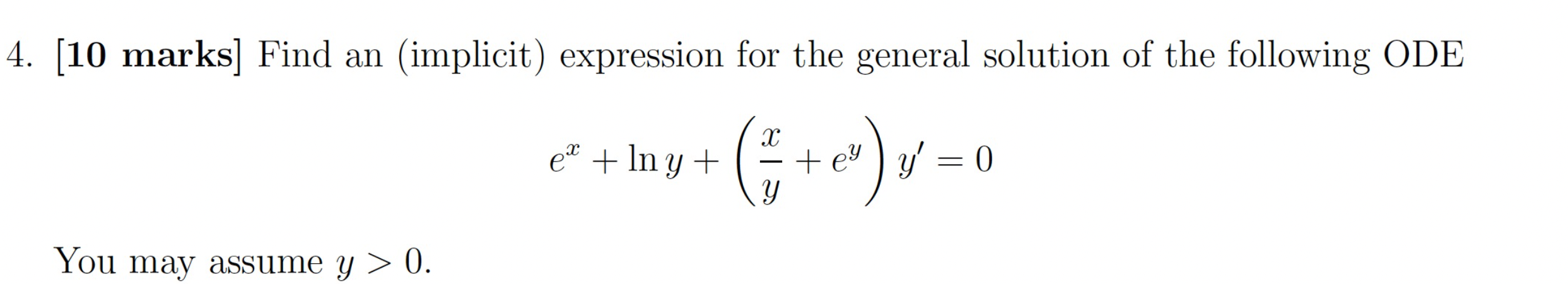 Solved 4. [10 marks) Find an (implicit) expression for the | Chegg.com