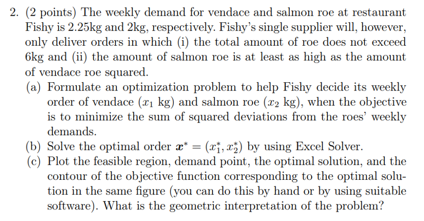 2. (2 points) The weekly demand for vendace and | Chegg.com