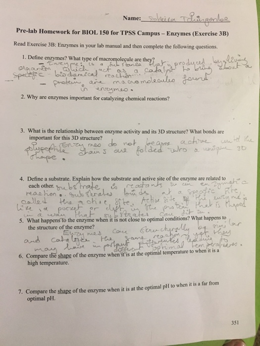 Solved Pre-lab Homework for BIOL 150 for TPSS Campus - | Chegg.com
