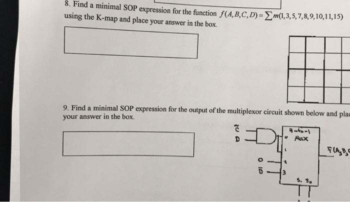 Solved Find a minimal SOP expression for the function f(A, | Chegg.com