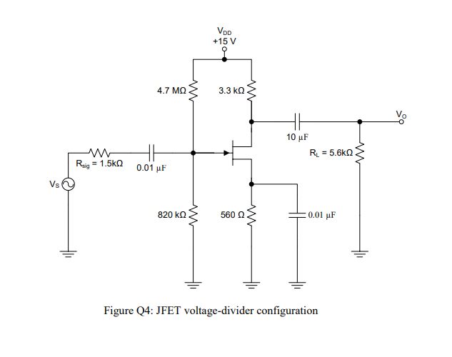 Solved A common source amplifier circuit using JFET is shown | Chegg.com