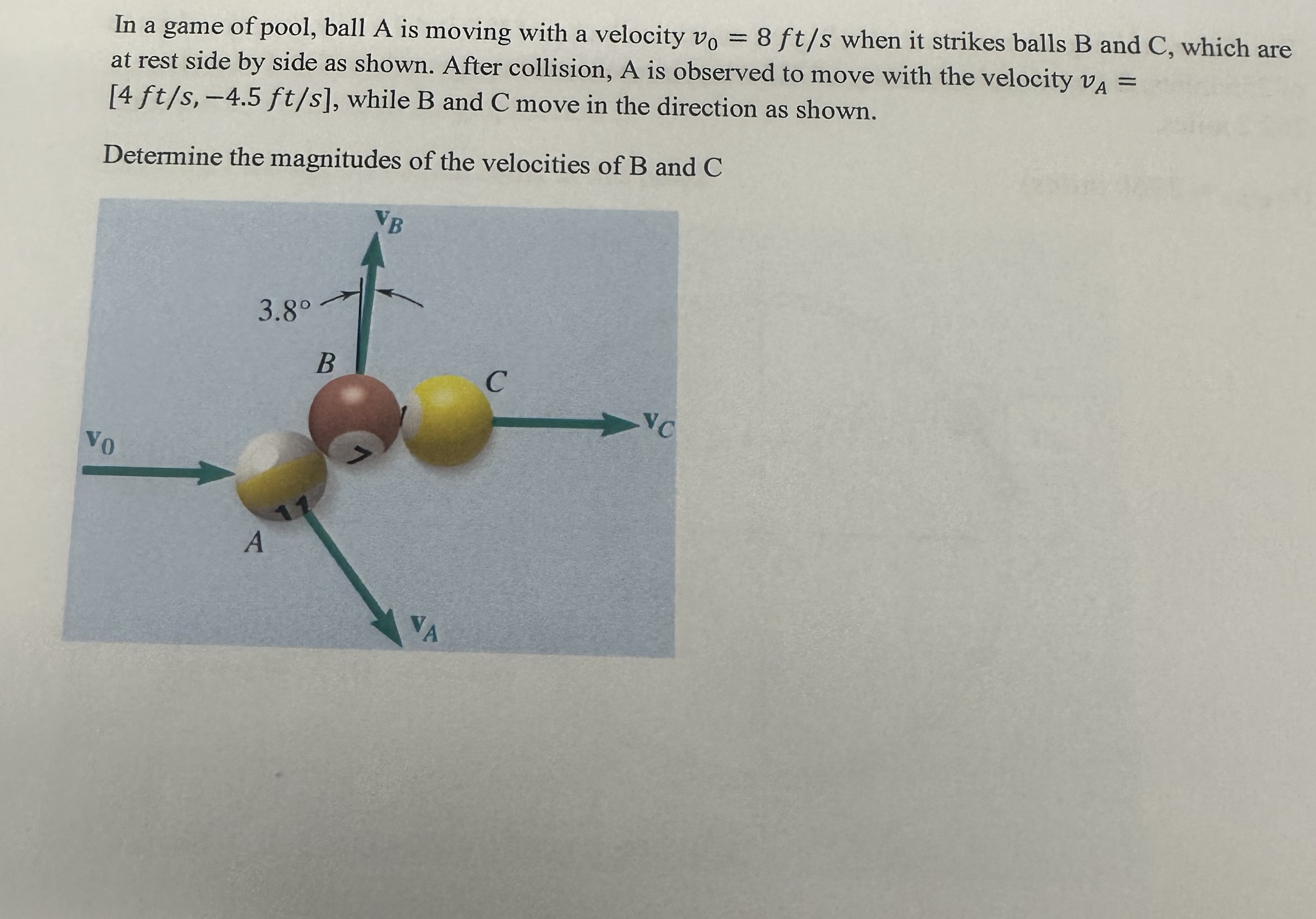 Solved In a game of pool, ball A is moving with a velocity | Chegg.com