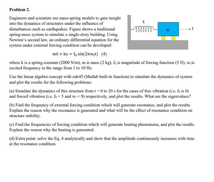 Solved m Problem 2. Engineers and scientists use mass-spring | Chegg.com