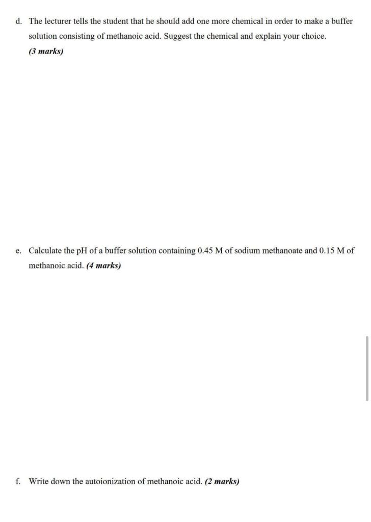 Solved 3. A student is asked to prepare a buffer solution | Chegg.com