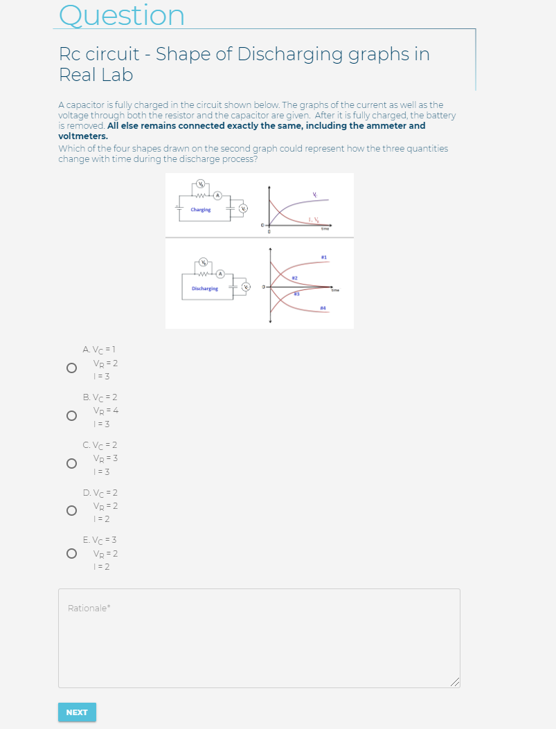Solved Question Rc circuit - Shape of Discharging graphs in | Chegg.com