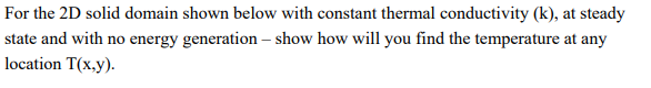 Solved For the 2D solid domain shown below with constant | Chegg.com