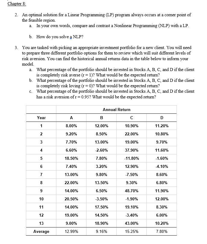 Solved 2. An optimal solution for a Linear Programming (LP) | Chegg.com