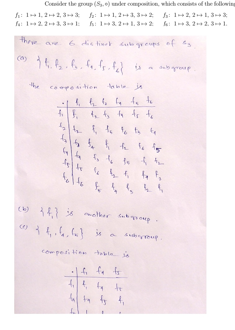 Solved Consider the group (S3, 0) under composition, which | Chegg.com