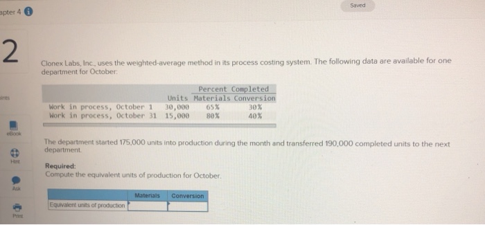 Solved Saved apter 4 2 Clonex Labs, Inc, uses the | Chegg.com Solved Saved apter 4 2 Clonex Labs, Inc, uses the | Chegg.com