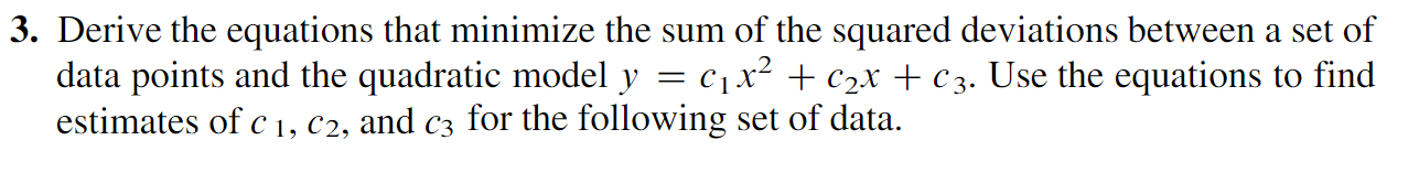 Solved 3. Derive the equations that minimize the sum of the | Chegg.com