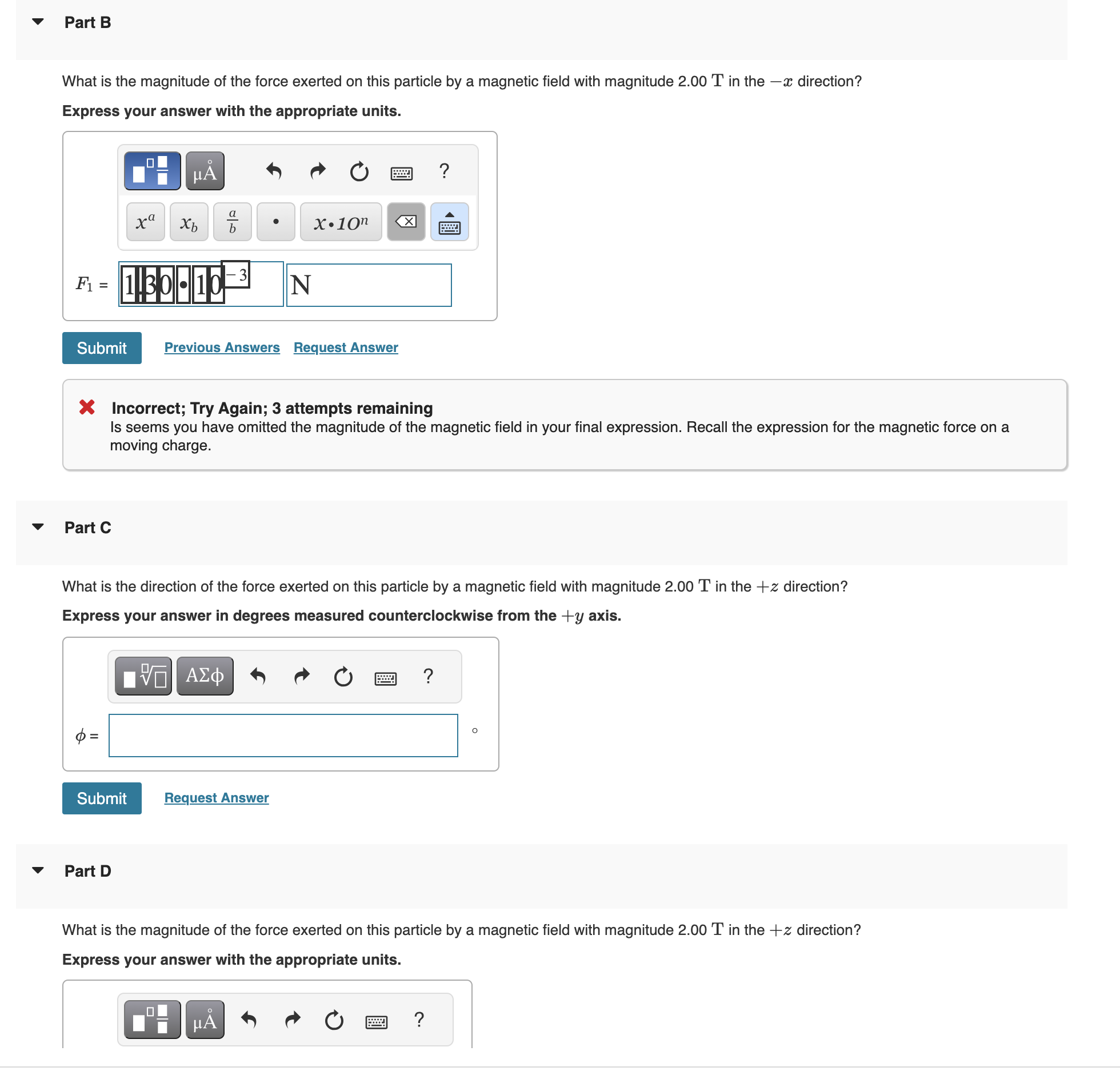Solved A particle with a charge of −2.30×10−8C is moving | Chegg.com