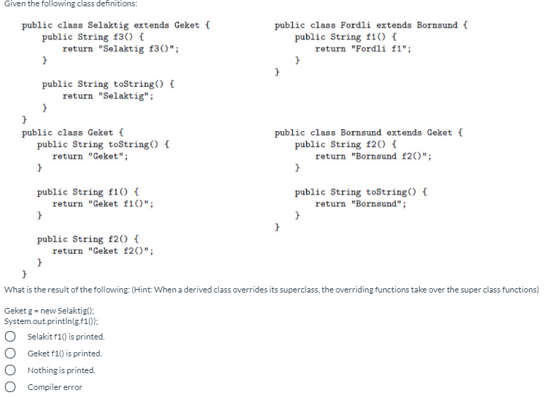 Solved Given The Following Class Definitions Public Class 0980