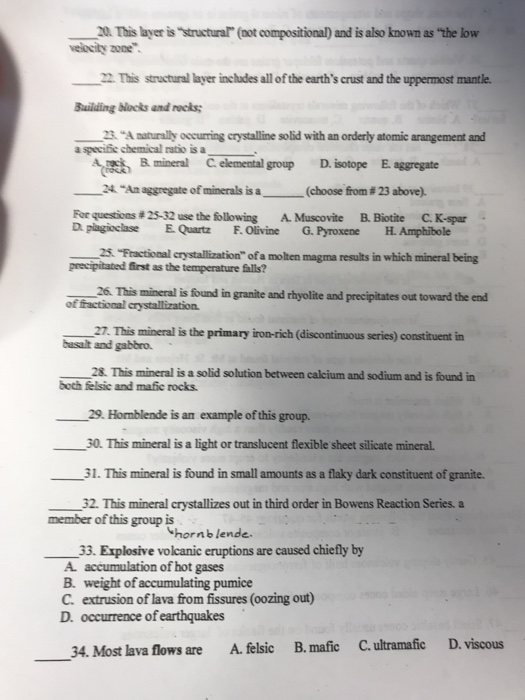 Solved 20. This layer is "structurar (not compositional) and | Chegg.com