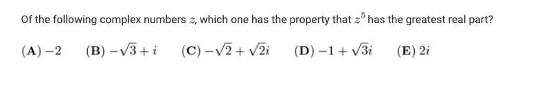 Solved Of the following complex numbers z, which one has the | Chegg.com