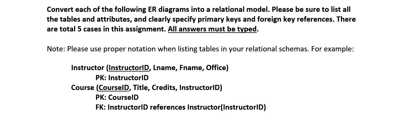 Solved Convert each of the following ER diagrams into a | Chegg.com