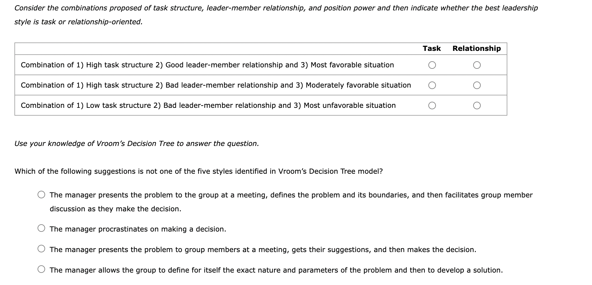 Solved Consider the combinations proposed of task structure, | Chegg.com