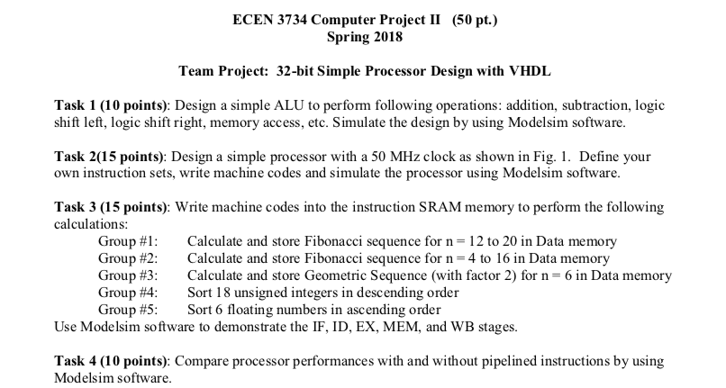 ECEN 3734 - Computer Design Project: 32-Bit | Chegg.com