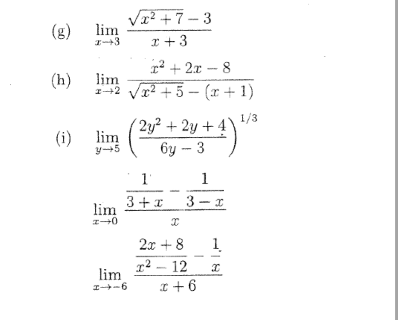 Solved g limx 3x2 72 3x 3 h Limx 2x2 2x 8x2 52 x 1 i Chegg
