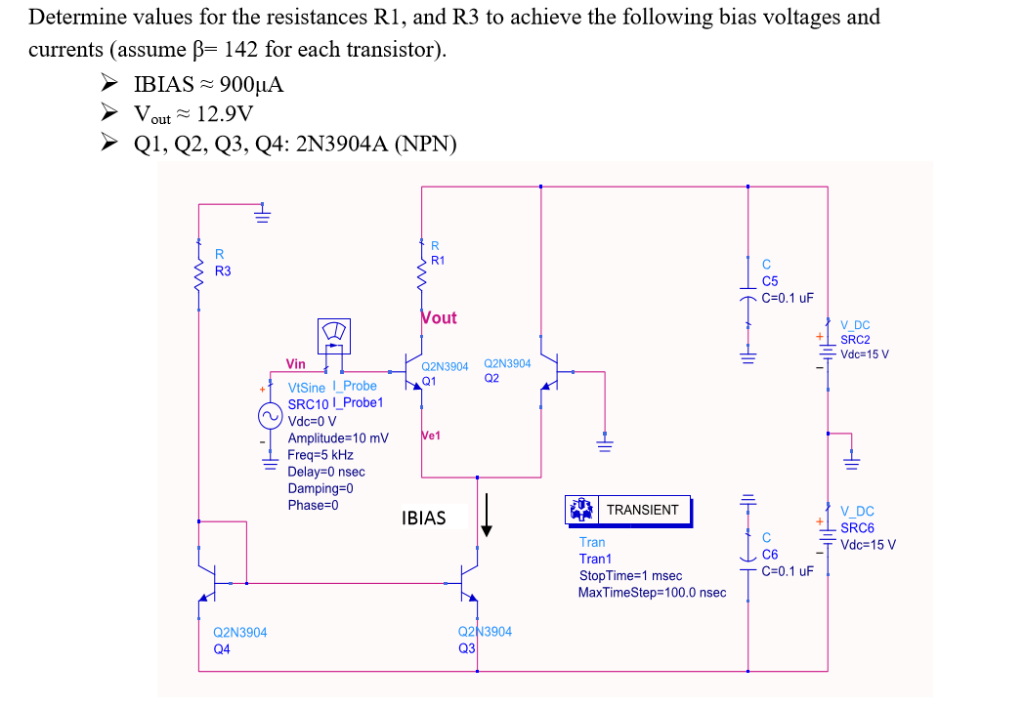 Solved Determine values for the resistances R1, and R3 to | Chegg.com