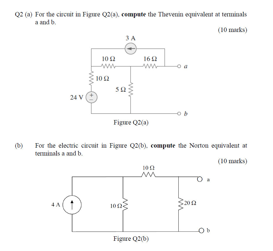 Solved Q2 (a) For the circuit in Figure Q2(a), compute the | Chegg.com