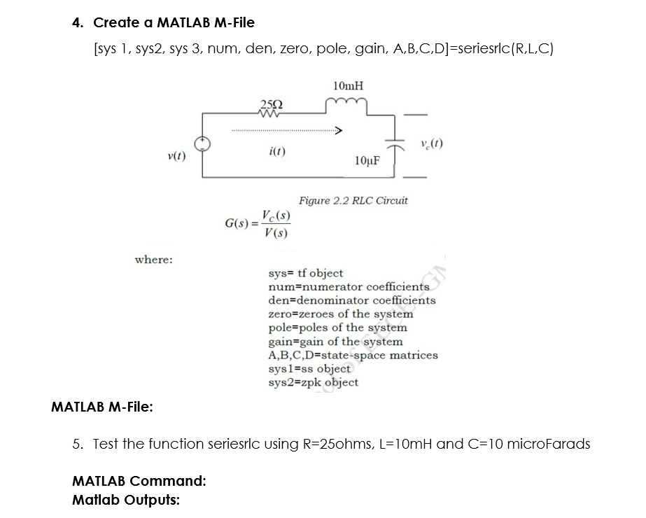Solved 4. Create a MATLAB M-File [sys 1, sys2, sys 3, num, | Chegg.com