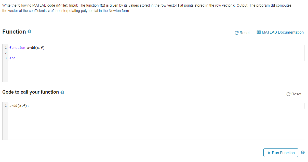 Solved the vector of the coefficients a of the interpolating | Chegg.com