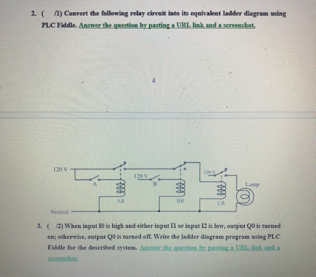 1) Convert the following relay circuit into its | Chegg.com