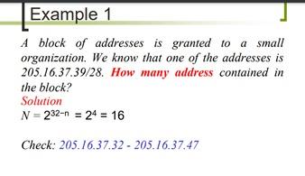 Solved Example 1 A block of addresses is granted to a small | Chegg.com
