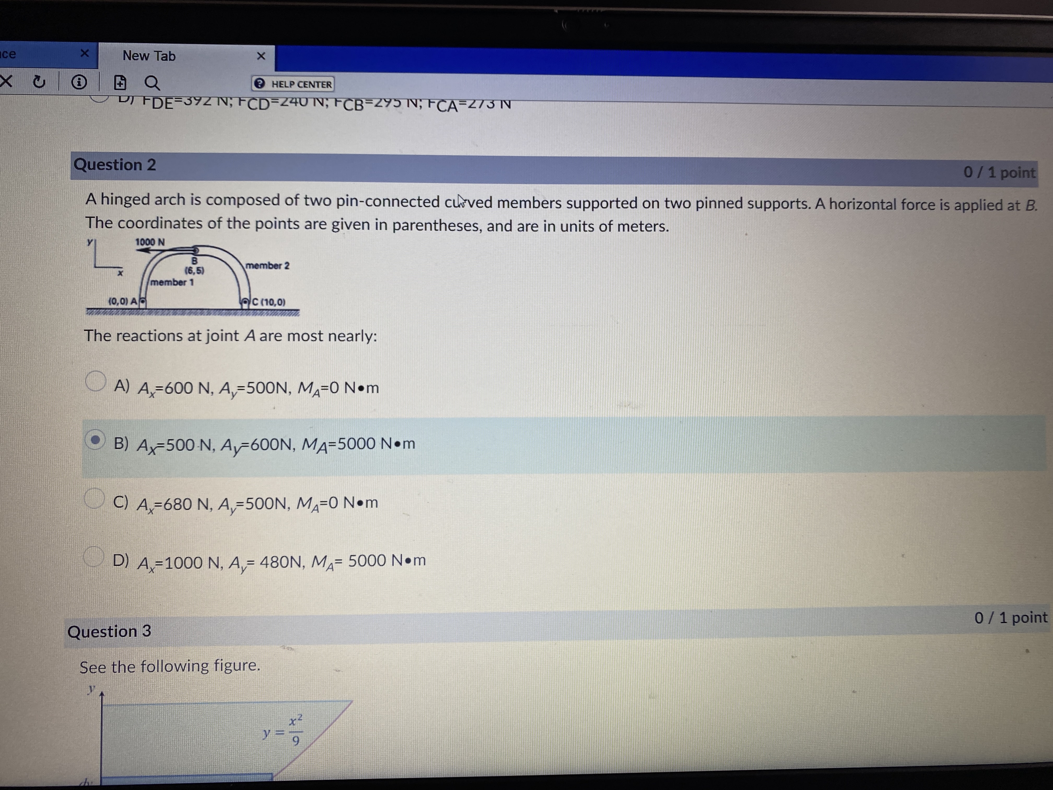 Solved A hinged arch is composed of two pin-connected cluved | Chegg.com