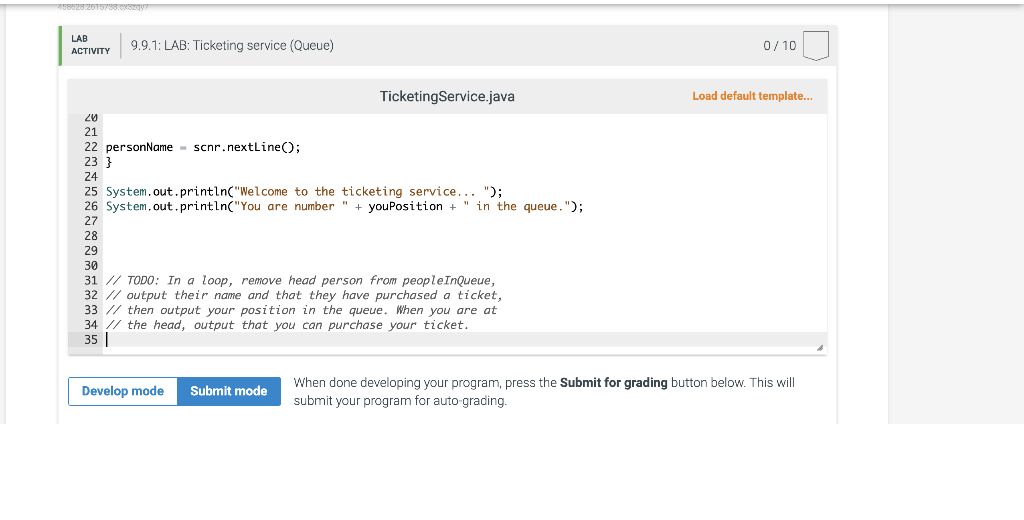 Solved 9.9 LAB: Ticketing service (Queue) Given main(), | Chegg.com
