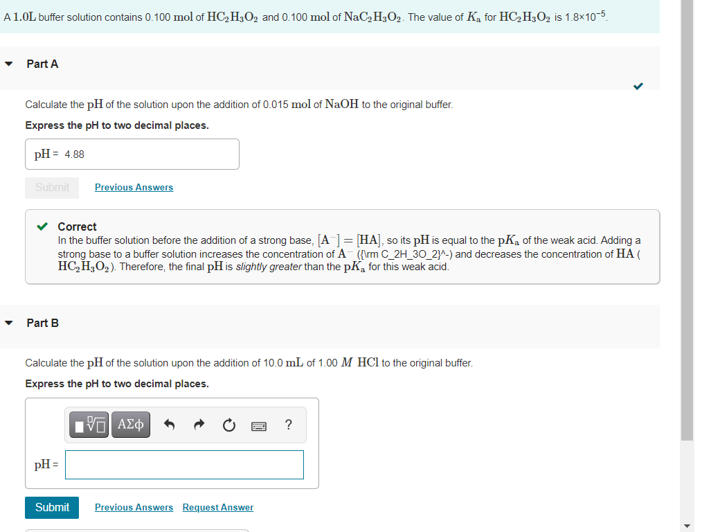Solved A 1.0L buffer solution contains 0.100 mol of HC2H302 | Chegg.com